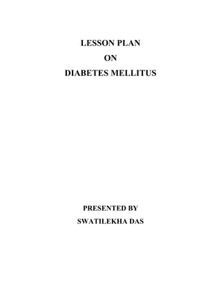 Lesson plan of DIABETES MELLITUS | PDF