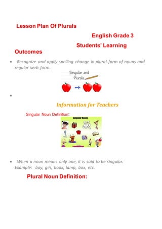 Lesson plan of plurals | DOCX