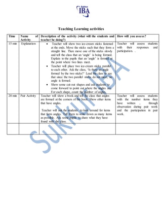 Lesson plan on Angles | DOCX