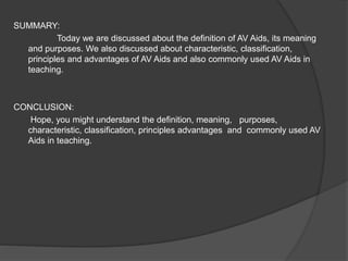 Lesson plan on av aids | PPTX