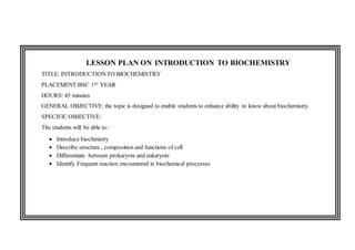 BIOCHEMISTRY introduction | DOCX