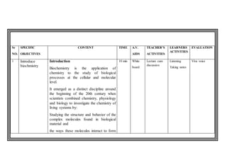 BIOCHEMISTRY introduction | DOCX