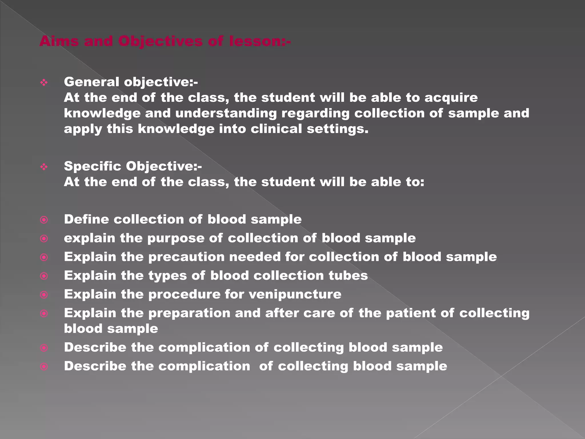 Lesson plan on blood collection | PPTX