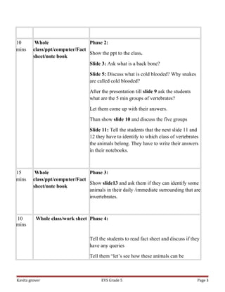 Lesson plan on classification of animals | DOC