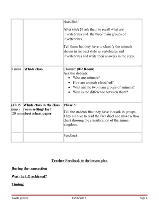 Lesson plan on classification of animals | DOC