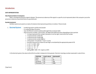 Lesson plan on data representation | DOCX