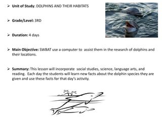 Lesson plan on dolphins | PPTX | Technology & Computing