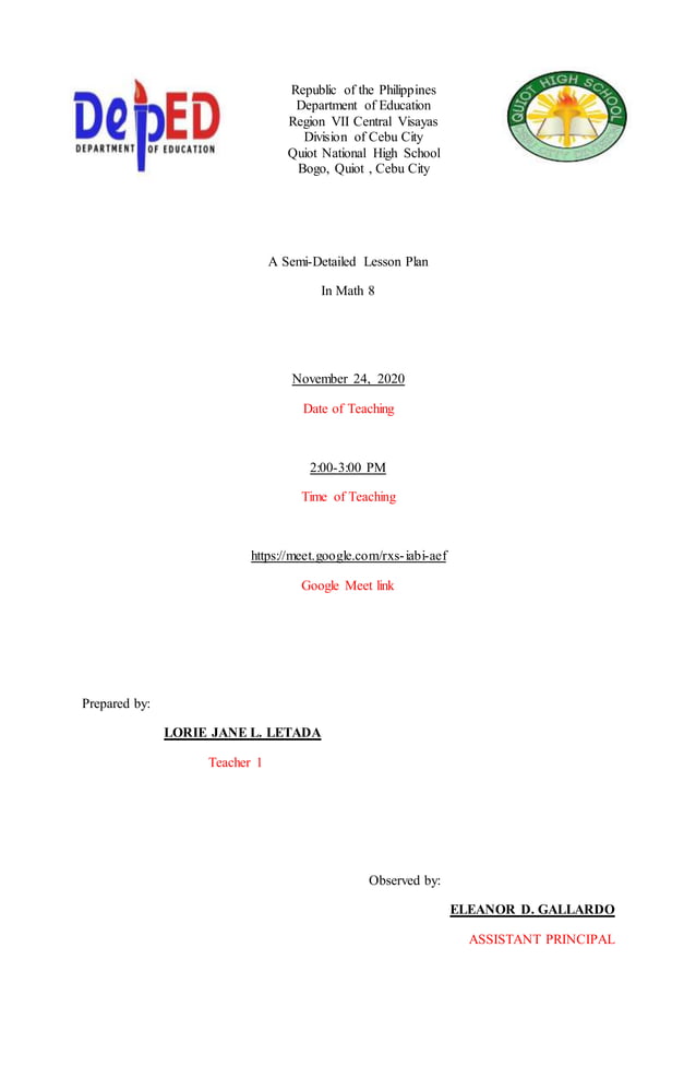 Lesson plan on Evaluating Rational Algebraic Expression | DOCX | Education