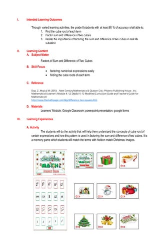Factoring The Sum and Difference of Two Cubes | DOCX