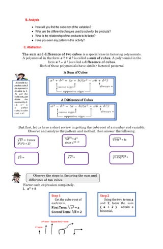 Factoring The Sum and Difference of Two Cubes | DOCX
