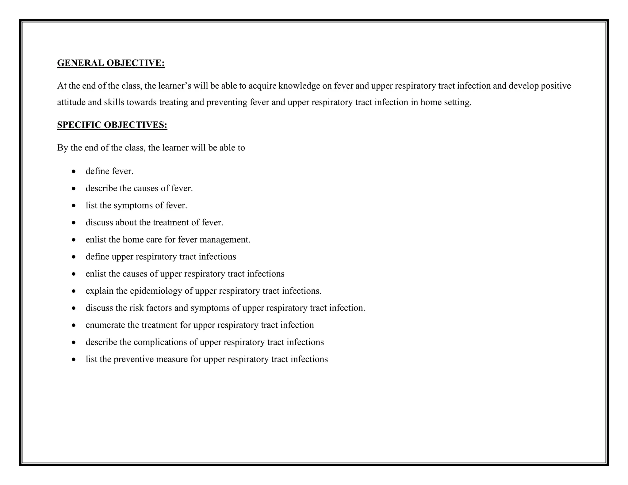 LESSON PLAN ON fever.pdf child health nursing | PDF