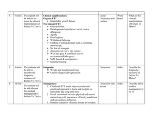 Lesson plan on FTT. For GNM course.docx | Parenting Babies and Toddlers ...