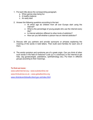 Lesson plan on internet addiction | DOCX