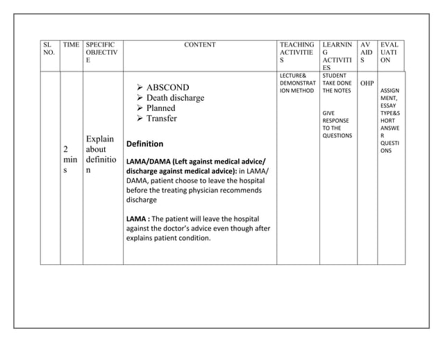 Lama & Abscond - it is a legal procedure where patient is willing to go ...