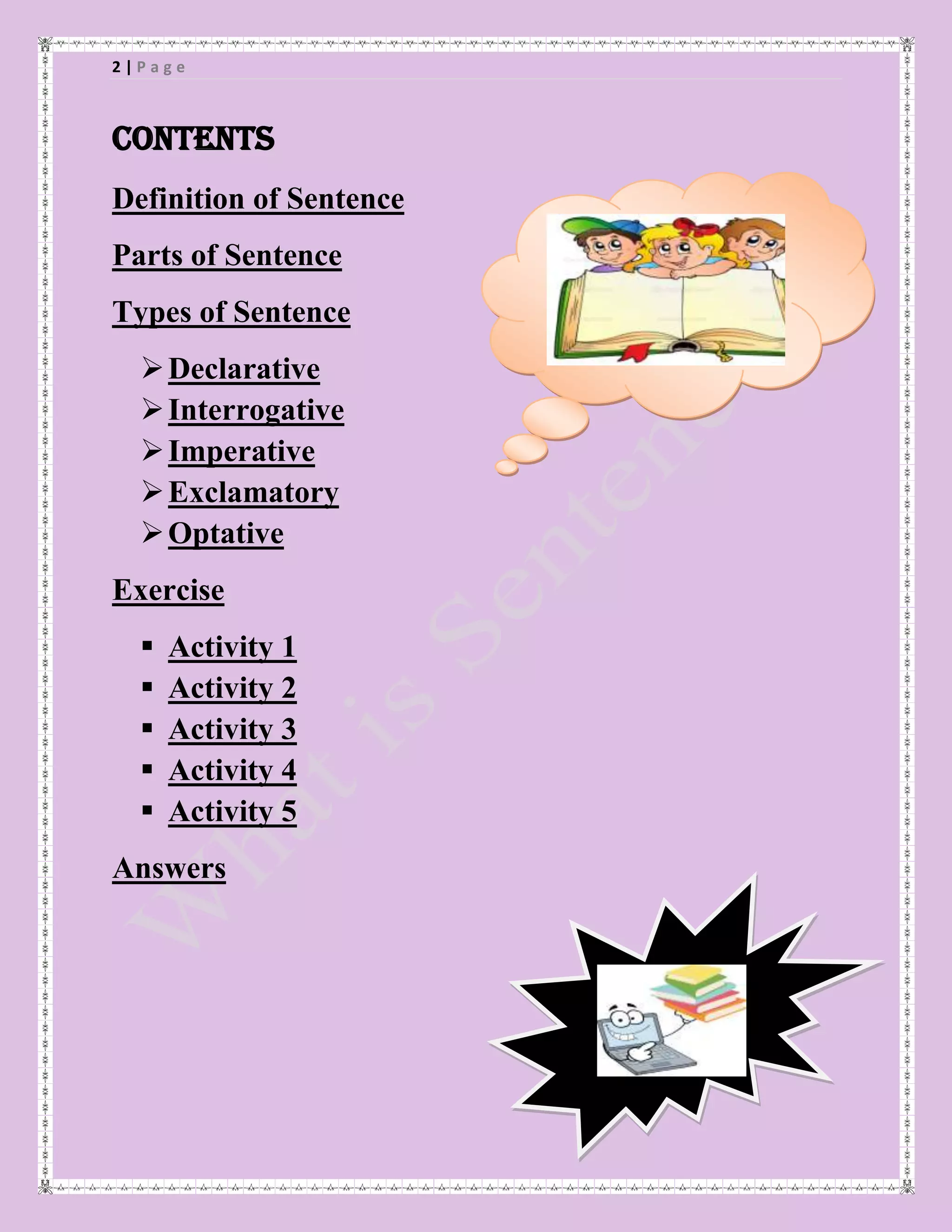 Lesson plan on sentence for children | DOCX