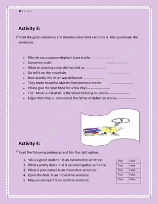 Lesson plan on sentence for children | DOCX