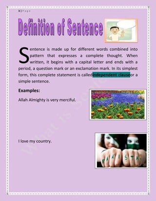 Lesson plan on sentence for children | DOCX