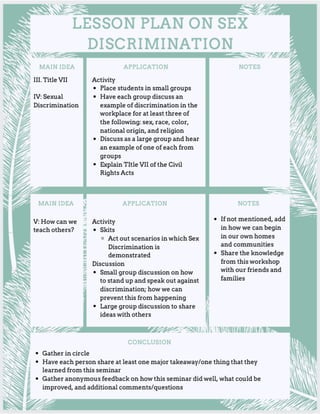 Lesson Plan on Sex Discrimination | PDF