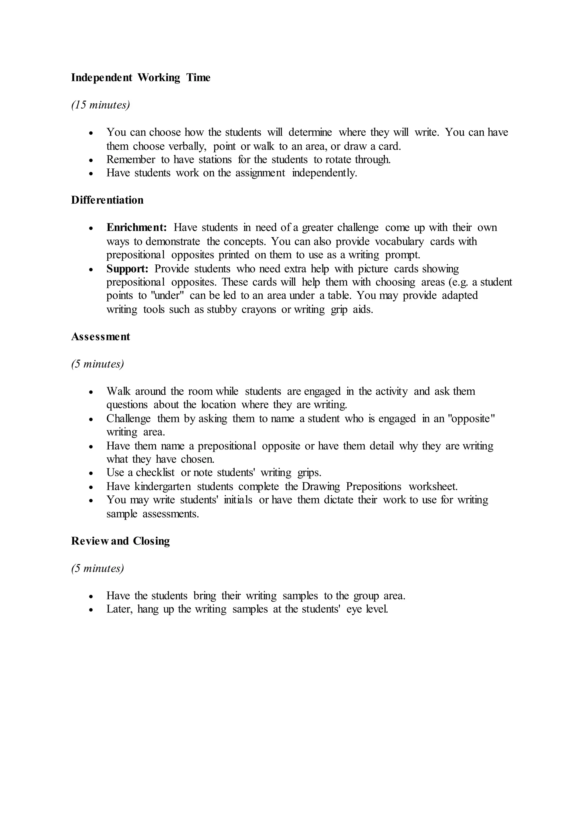 Lesson plan opposite writing | DOCX