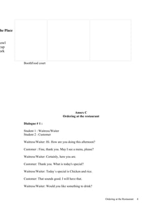 Lesson Plan Ordering At The Restaurant | DOC