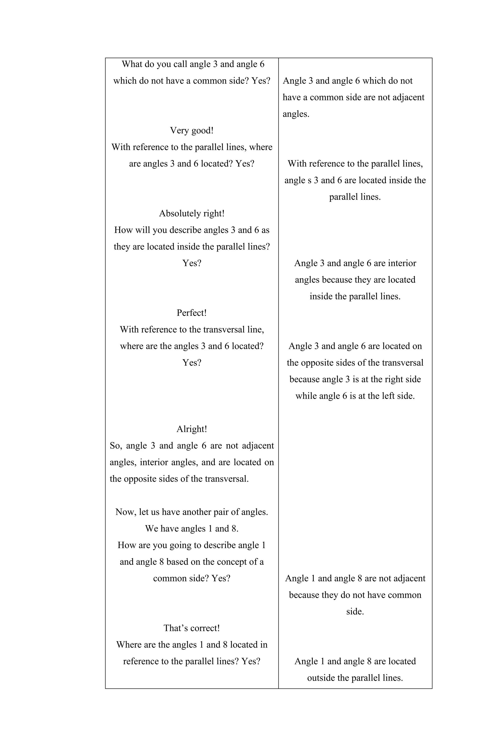 5As Lesson Plan on Pairs of Angles Formed by Parallel Lines Cut by a ...