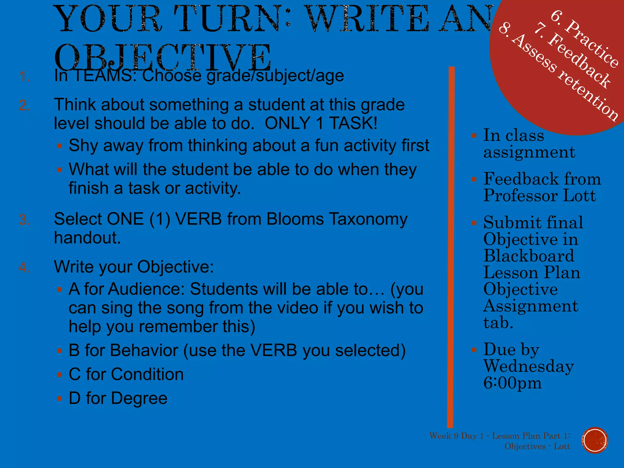Lesson plan part 1 objectives and ISD 23203 | PPTX
