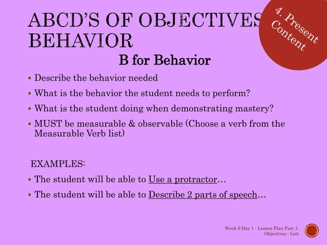 Lesson plan part 1 objectives and ISD 24350 | PPT