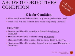 Lesson plan part 1 objectives and ISD 24350 | PPT