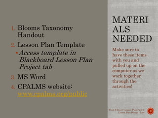 Lesson plan part 2 and 3 23203 | PPTX