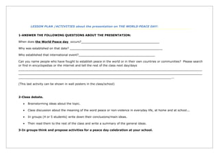 Lesson plan peace ppt | DOC