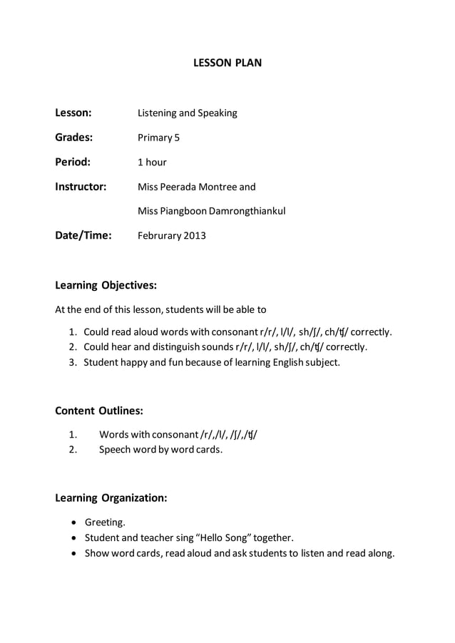 Lesson plan phonetics | DOCX
