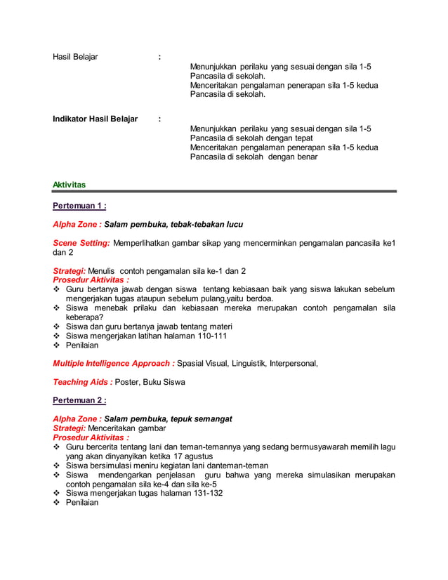 Lesson plan pkn tema 1 | DOCX