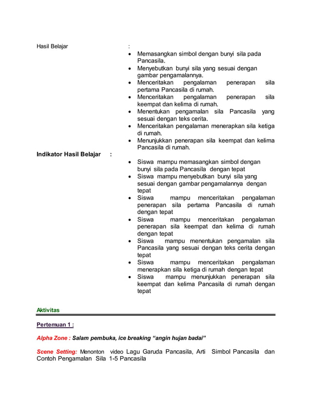 Lesson plan pkn tema 1 | DOCX