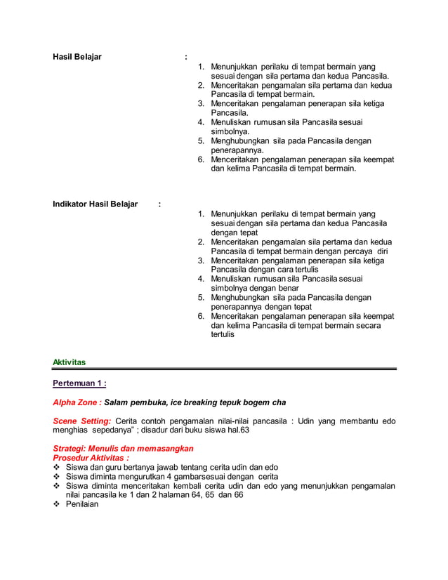 Lesson plan pkn tema 1 | DOCX