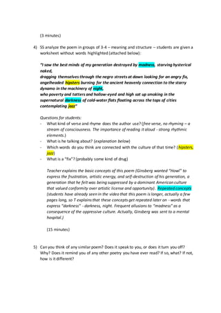 Lesson plan poetry | DOCX