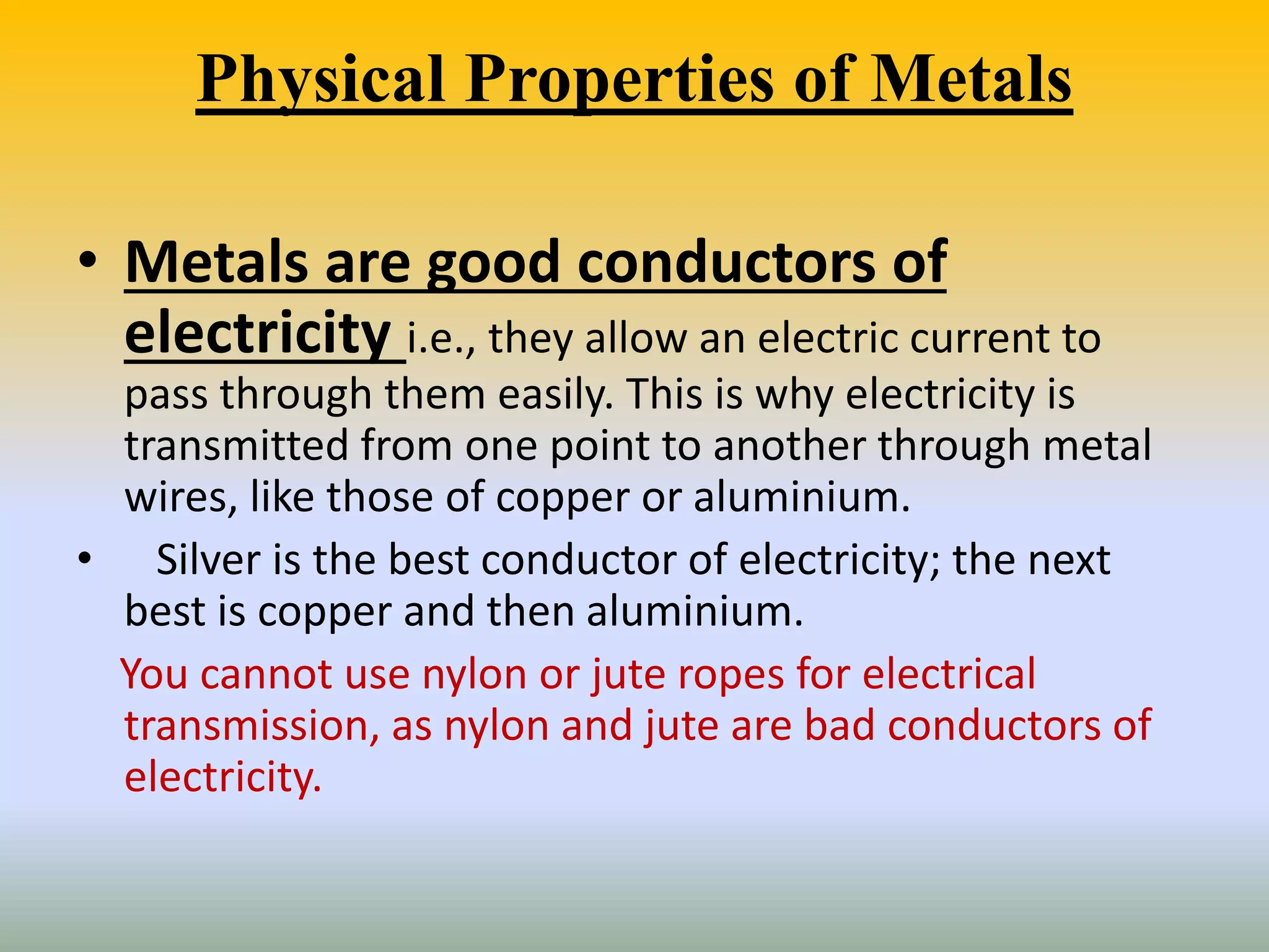 PROPERTIES OF METALS AND NON METALS | PPTX
