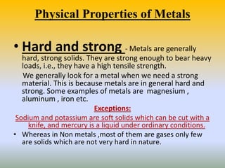 PROPERTIES OF METALS AND NON METALS | PPTX