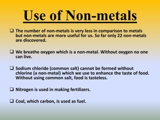 PROPERTIES OF METALS AND NON METALS | PPTX