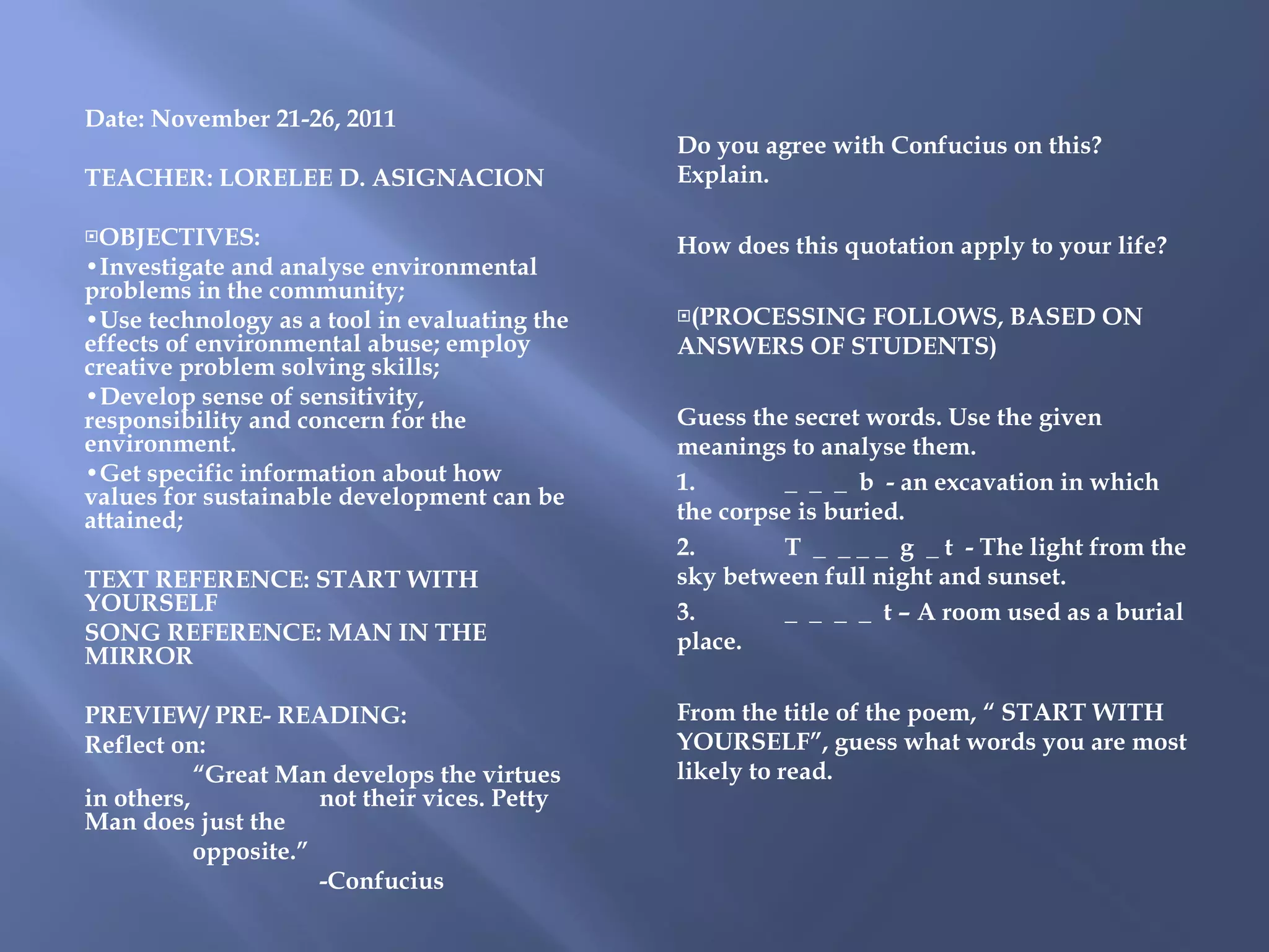 Lesson plan presentation | PPT