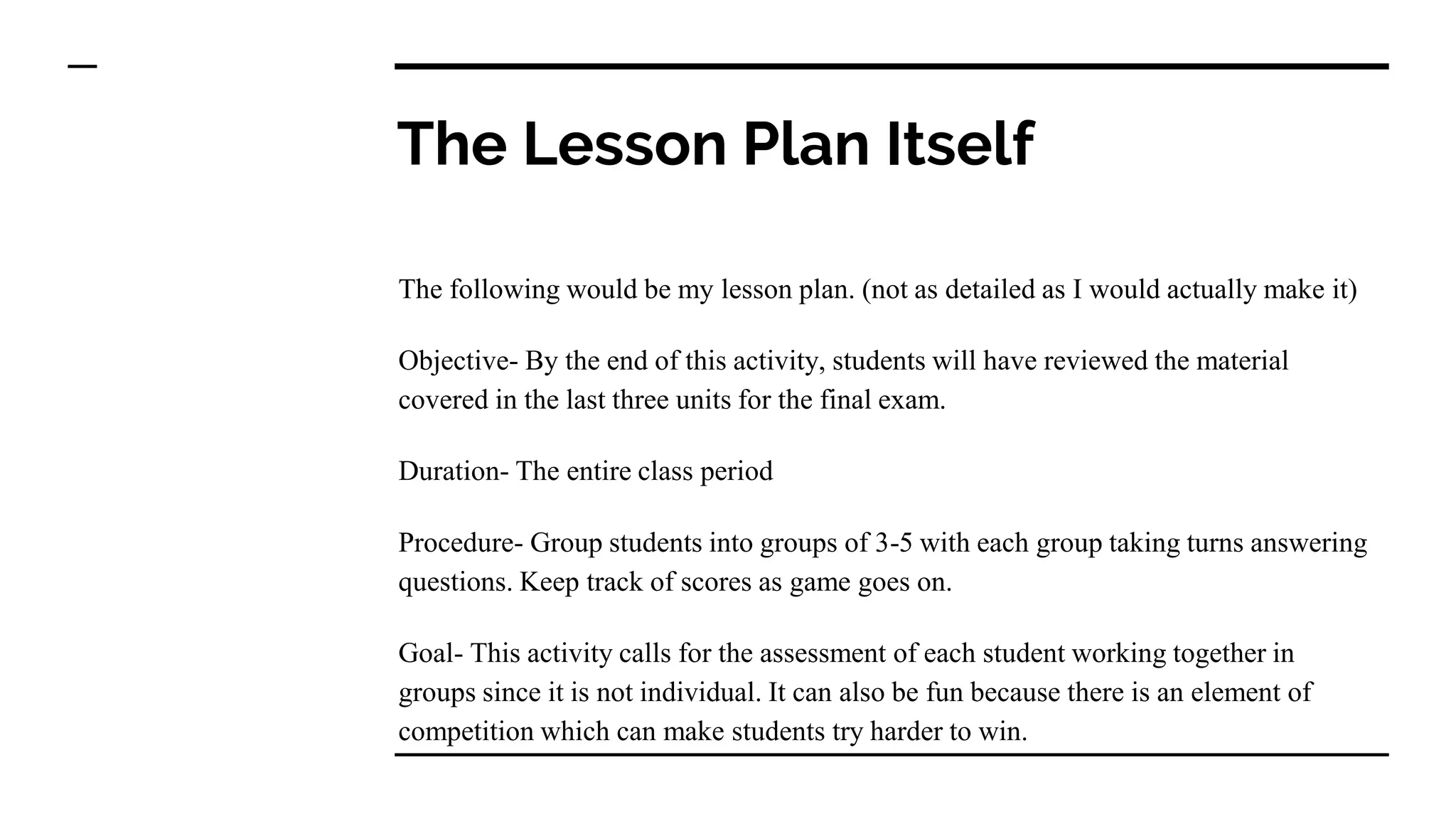 Lesson plan presentation edp 279 | PPT