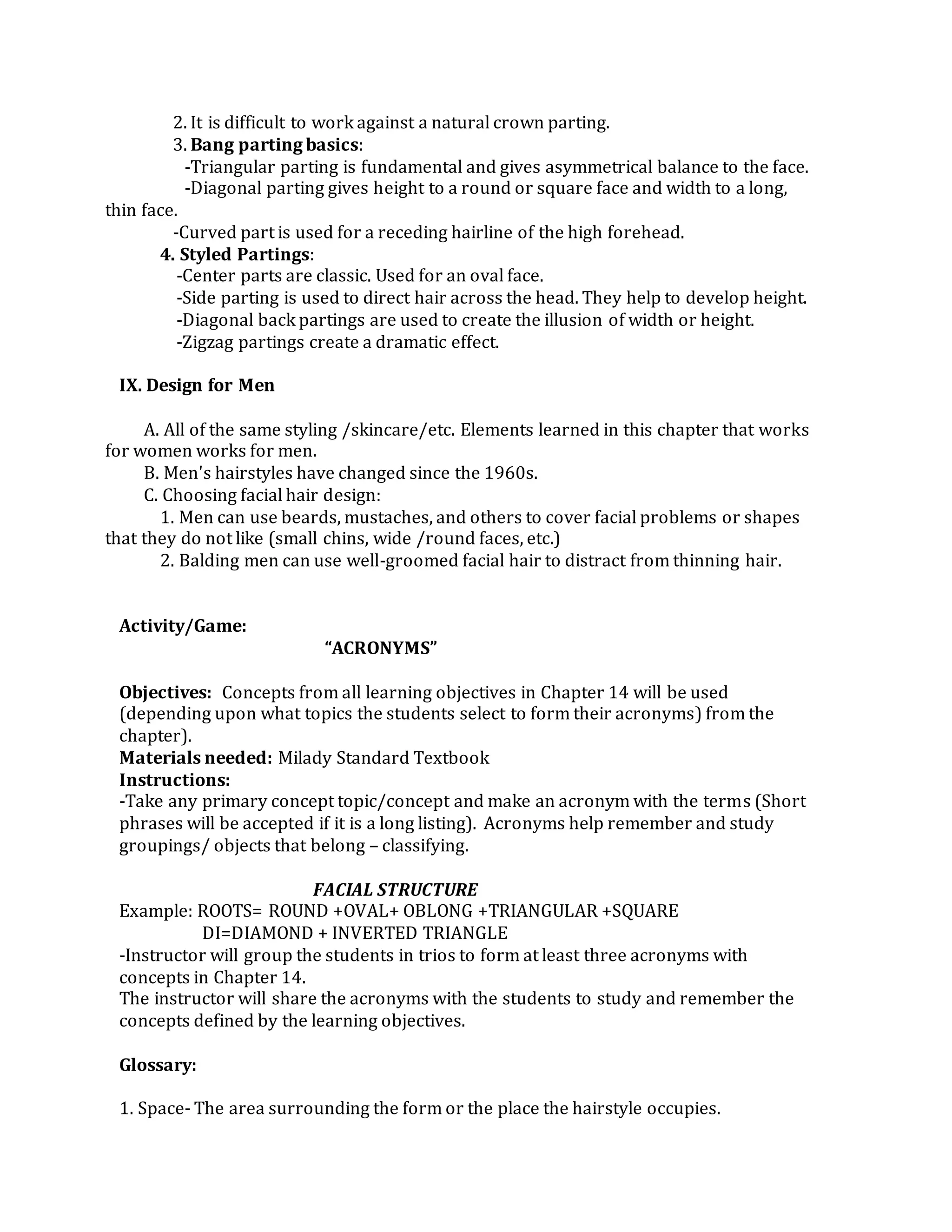 Lesson plan principles of hair design | DOCX