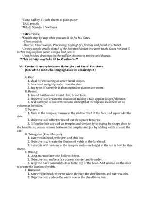 Lesson plan principles of hair design | DOCX