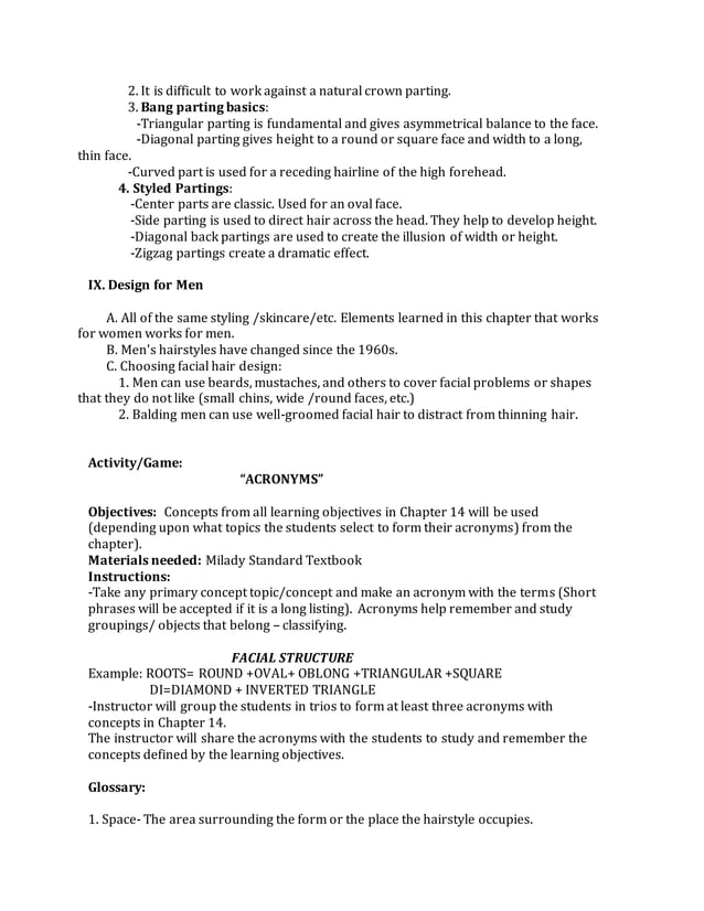 Lesson plan principles of hair design | DOCX