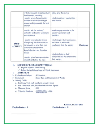 Lesson plan reading | DOCX