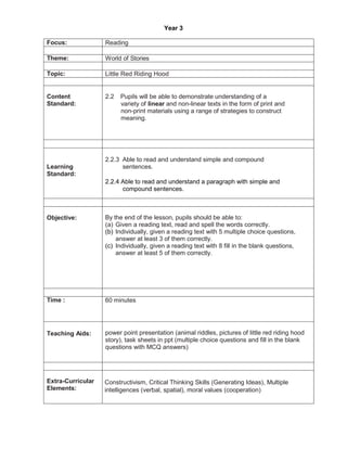 Lesson plan reading | PDF