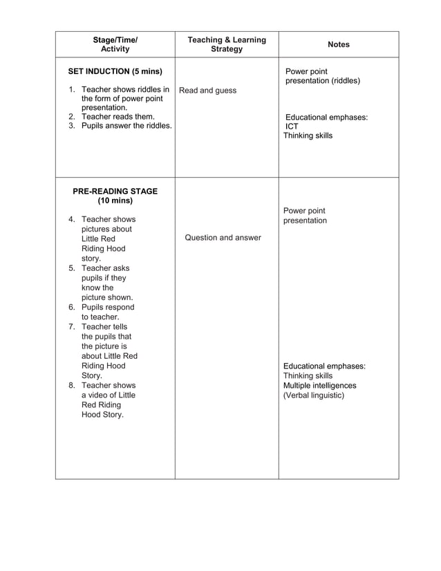 Lesson plan reading | PDF