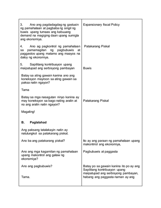 Masusing Banghay Aralin sa Araling Panlipunan Grade IX- Aralin 5 Yunit III- Konsepto ng ...