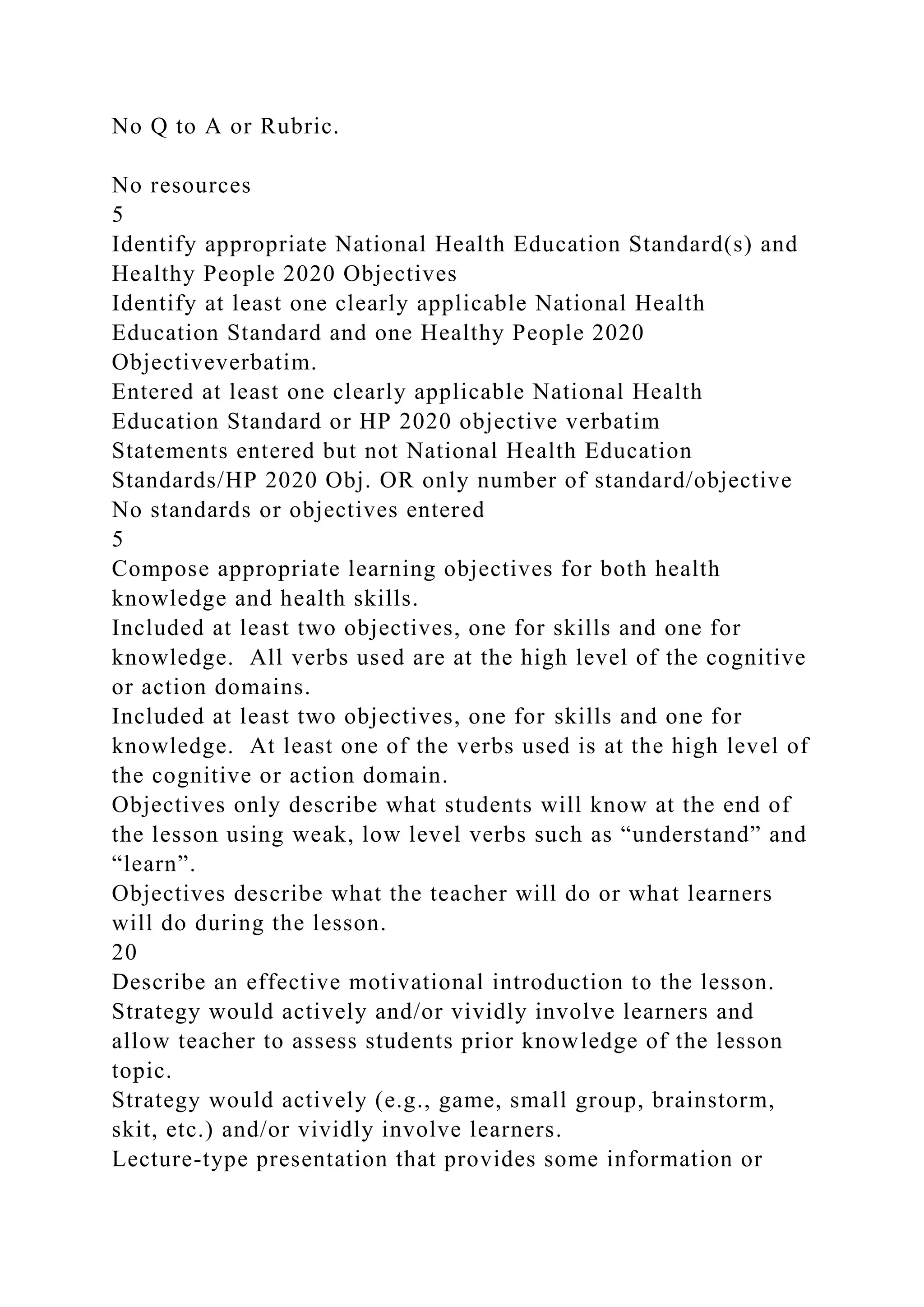 Lesson Plan Rubric with Criteria Directions Use the rubric belo.docx