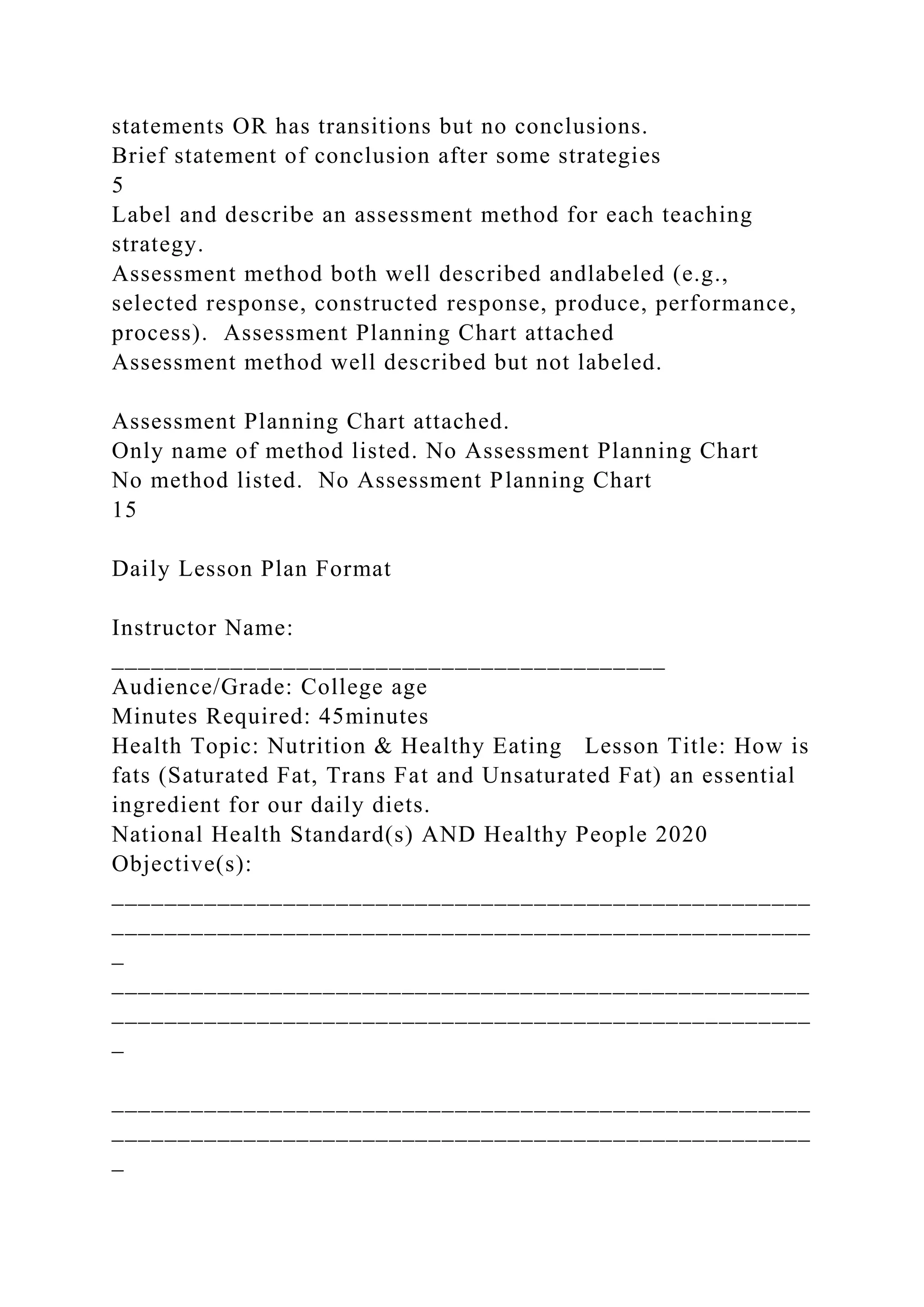 Lesson Plan Rubric with Criteria Directions Use the rubric belo.docx