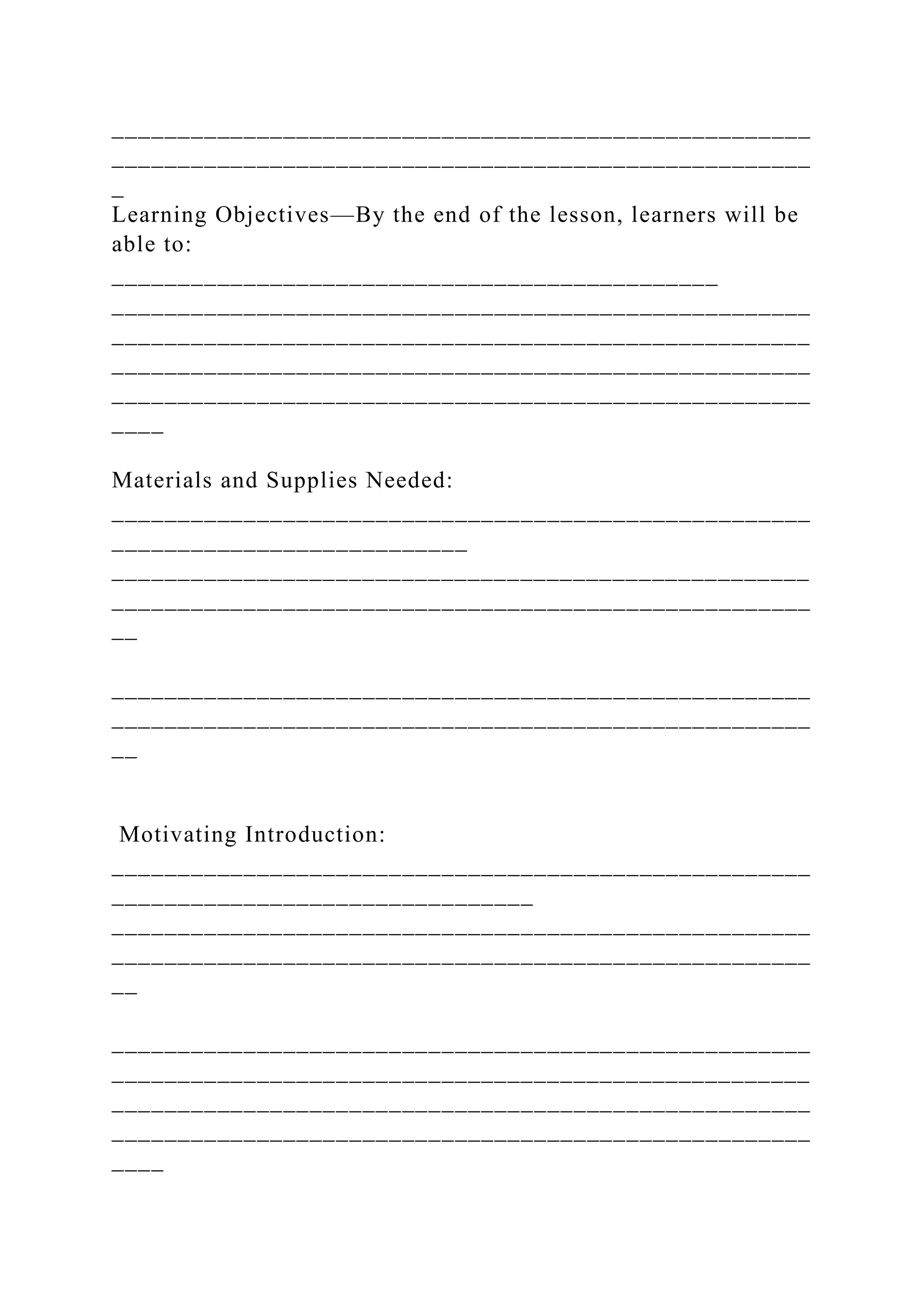 Lesson Plan Rubric with Criteria Directions Use the rubric belo.docx
